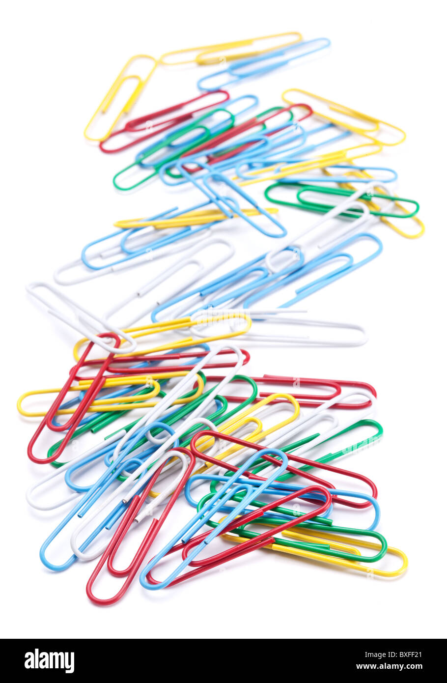 Group of colored paper clips. Isolated on a white background Stock ...