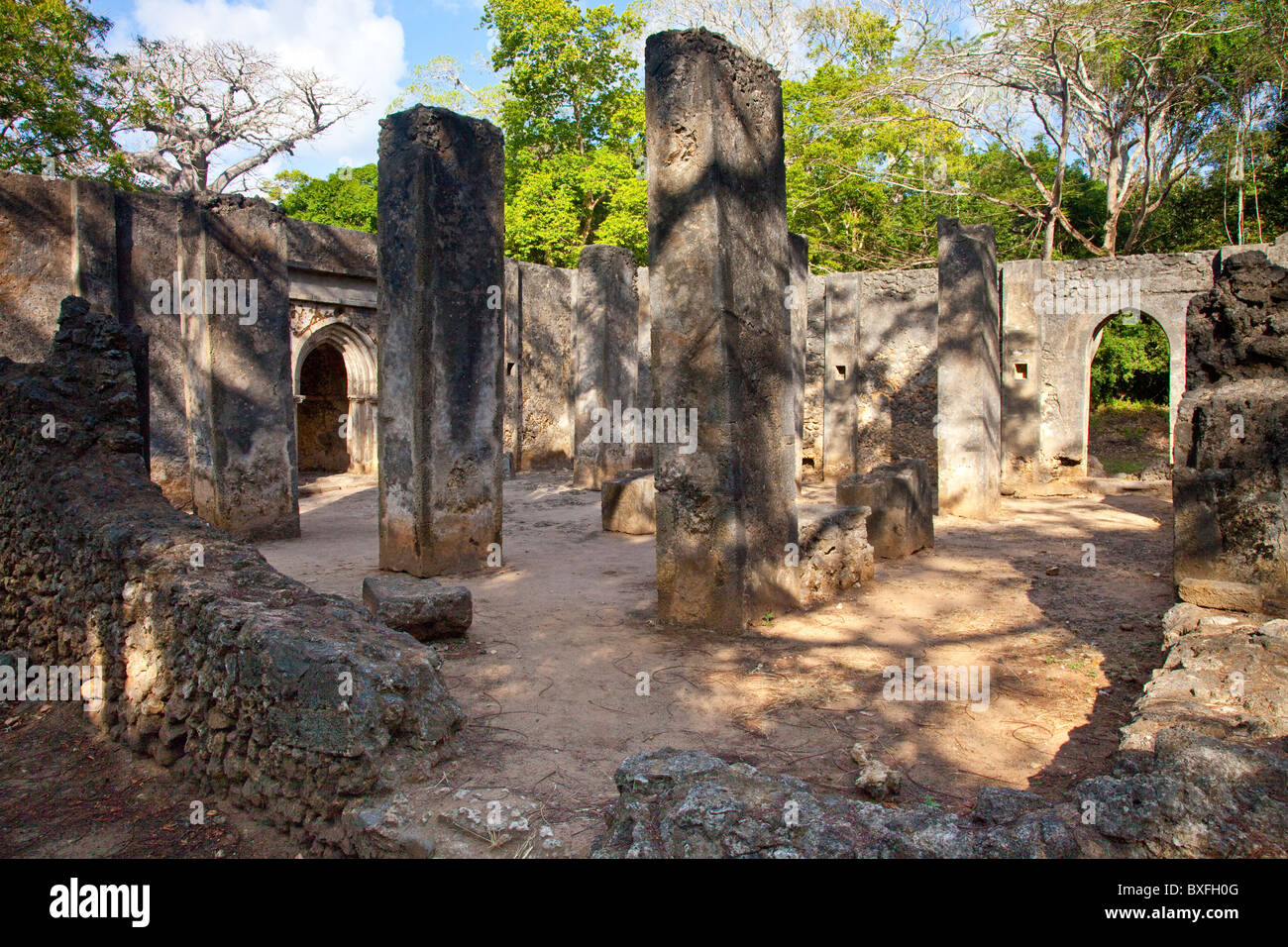 Mosque Ruins of Gedi or Gede, historic Swahili town, Watamu, Kenya ...