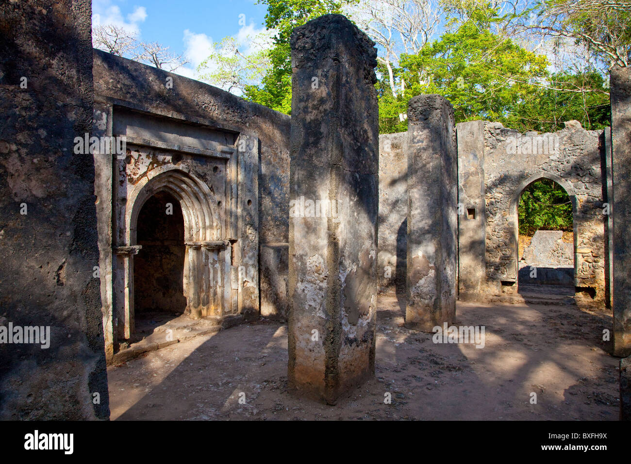 Mosque Ruins of Gedi or Gede, historic Swahili town, Watamu, Kenya ...
