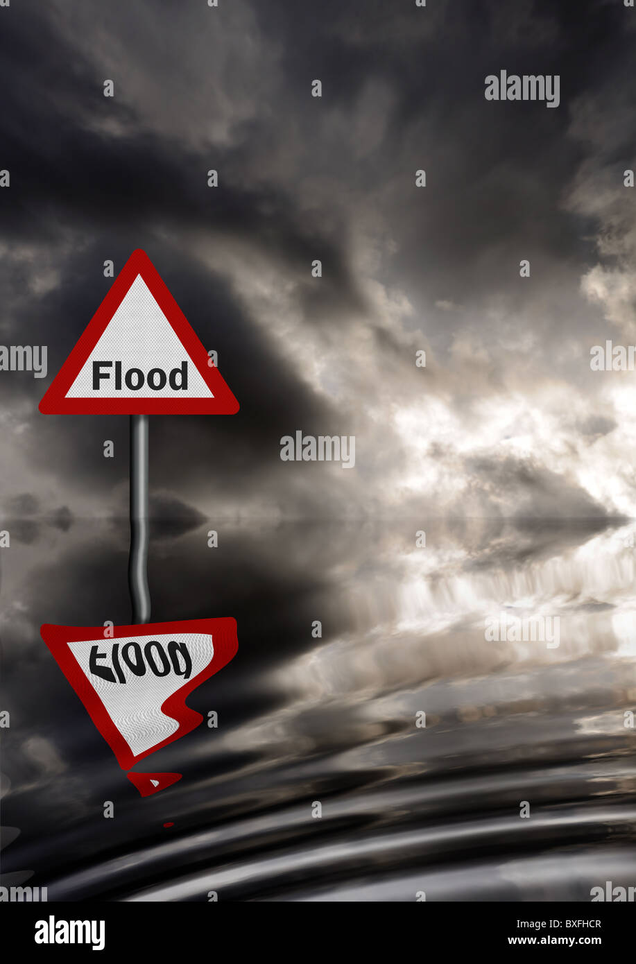Red flood sign hi-res stock photography and images - Alamy