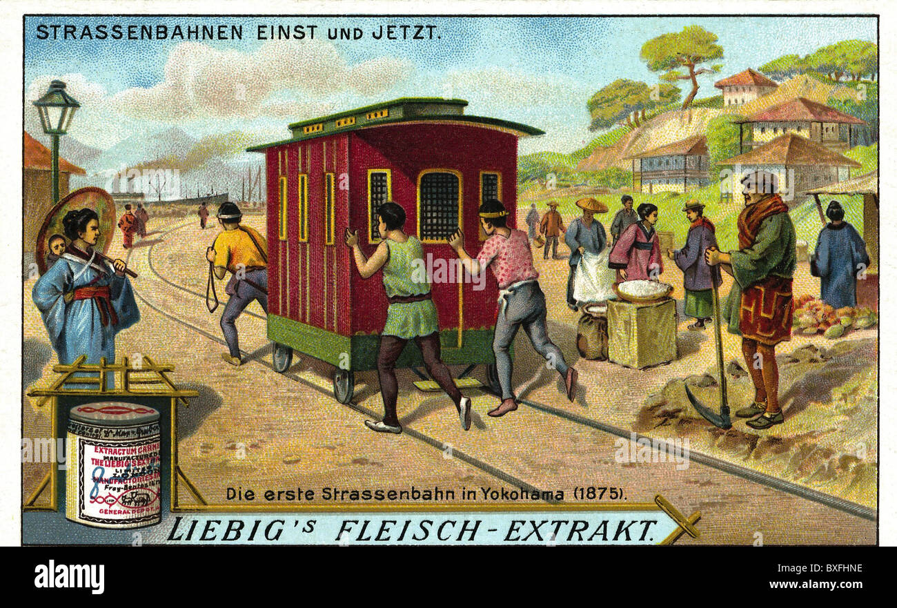 transport / transportation, railway, first tramway, men push and pull ...