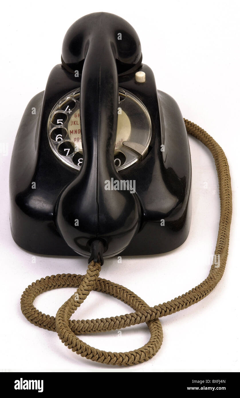 technics, telephone, Siemens, black, bakelite, Germany, circa 1950 ...