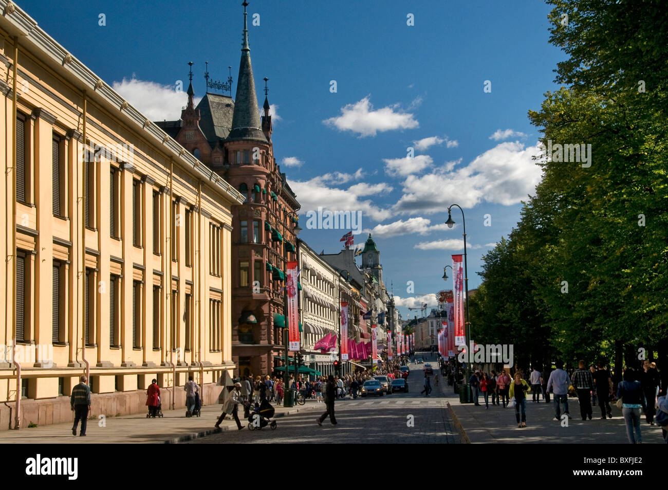 Street scene Karl Johan Gate Oslo Norway Stock Photo - Alamy