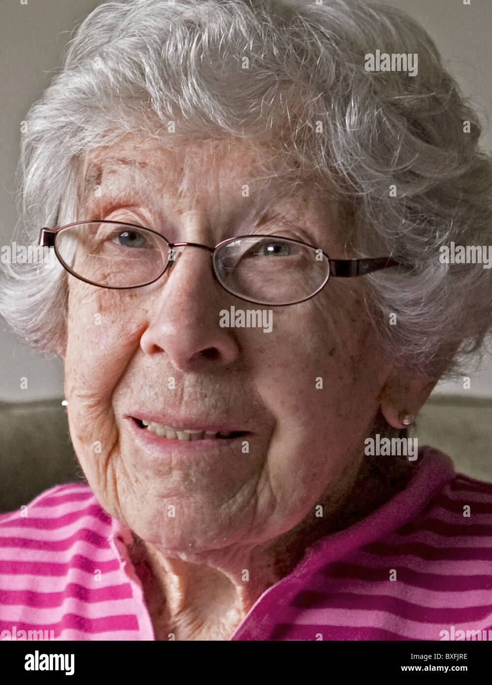 Portrait of a 90 year old woman in Milwaukee, Wisconsin, USA Stock ...