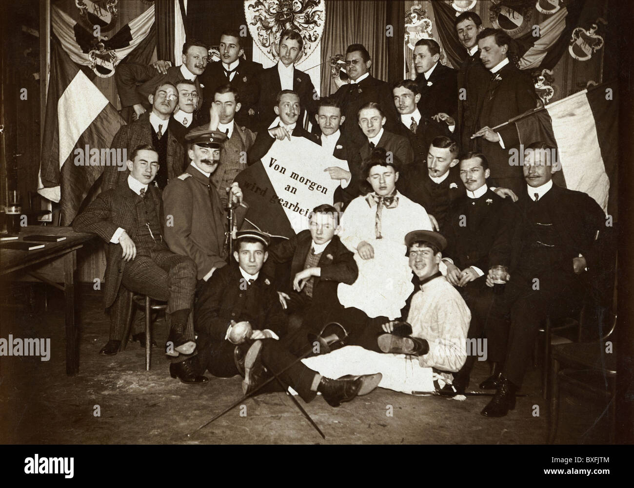 Germany, circa 1912, students, students' fraternity, celebration, group ...