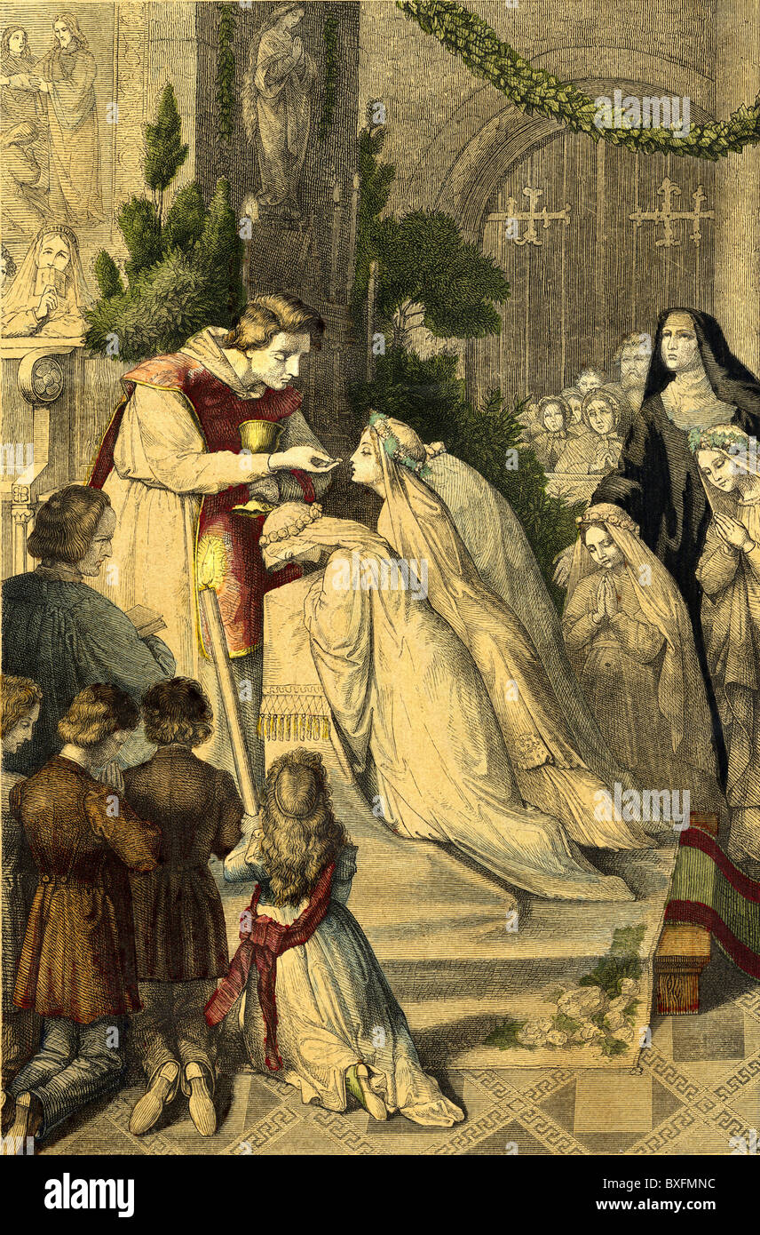 Communion at mass engraving hi-res stock photography and images - Alamy
