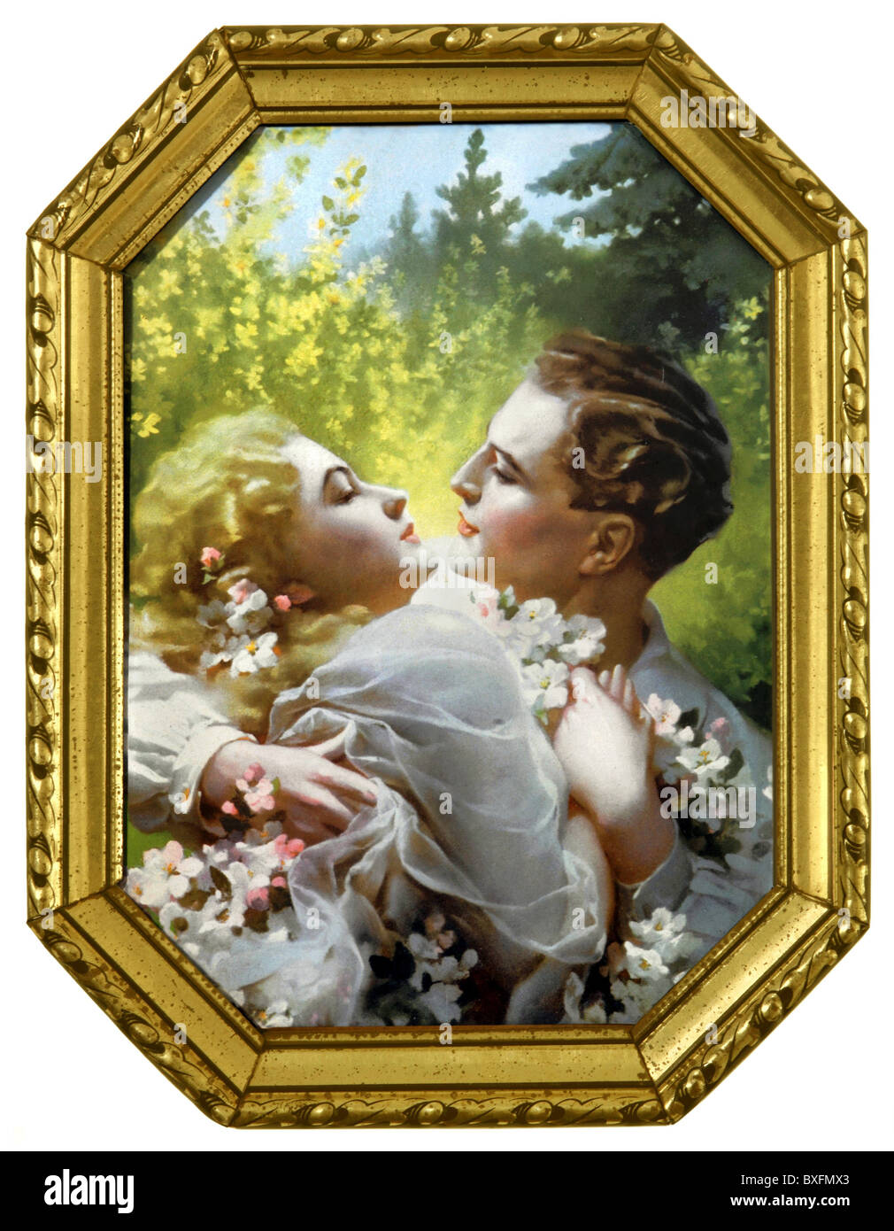 kitsch / souvenir, wall painting with love couple, Germany, circa 1952 ...