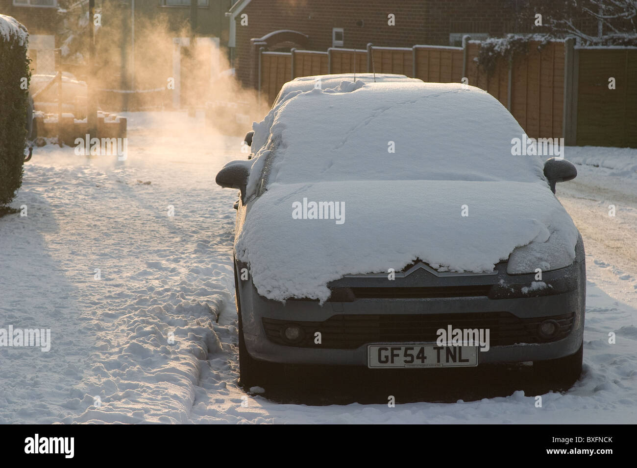 urban snow scene in Strood Kent Stock Photo - Alamy