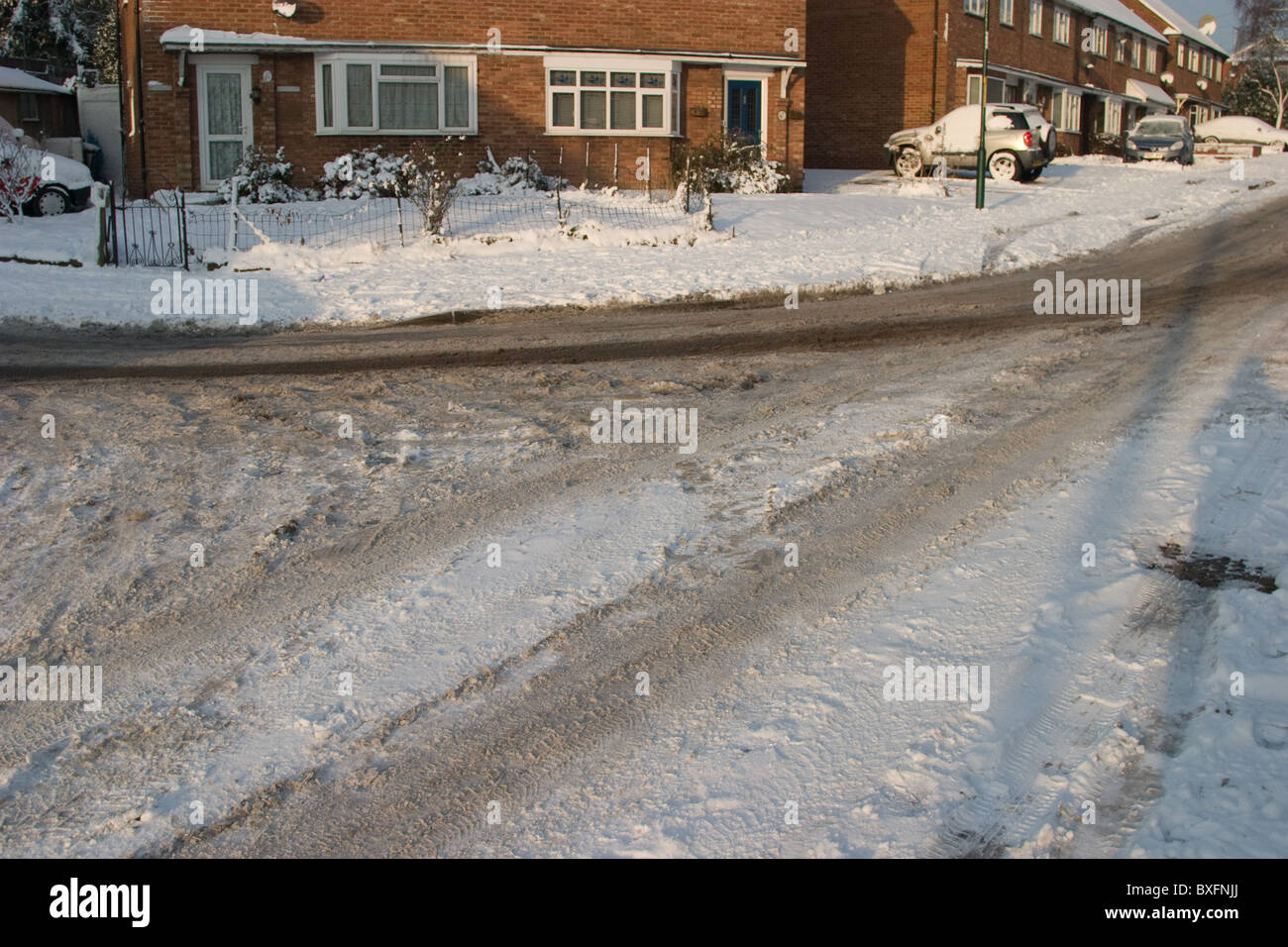 Street And Houses Covered In Snow And Ice High Resolution Stock ...