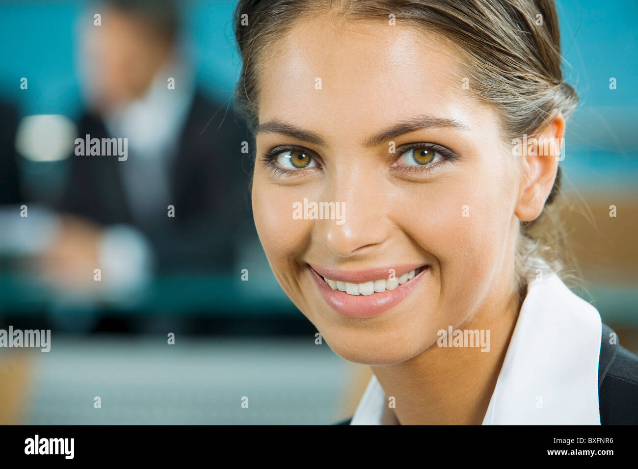 Face of pretty young woman with wonderful smile Stock Photo - Alamy