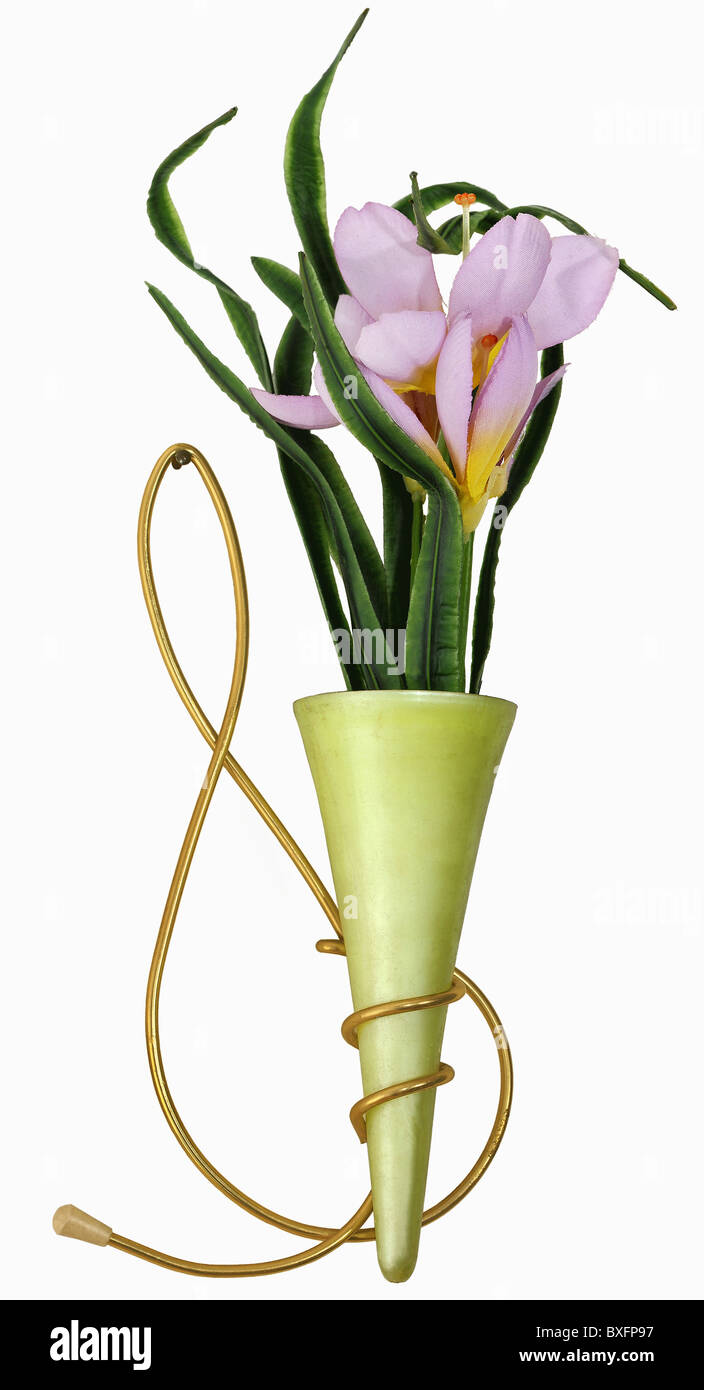 kitsch / souvenir, wall vase with artificial flowers, Germany, circa ...