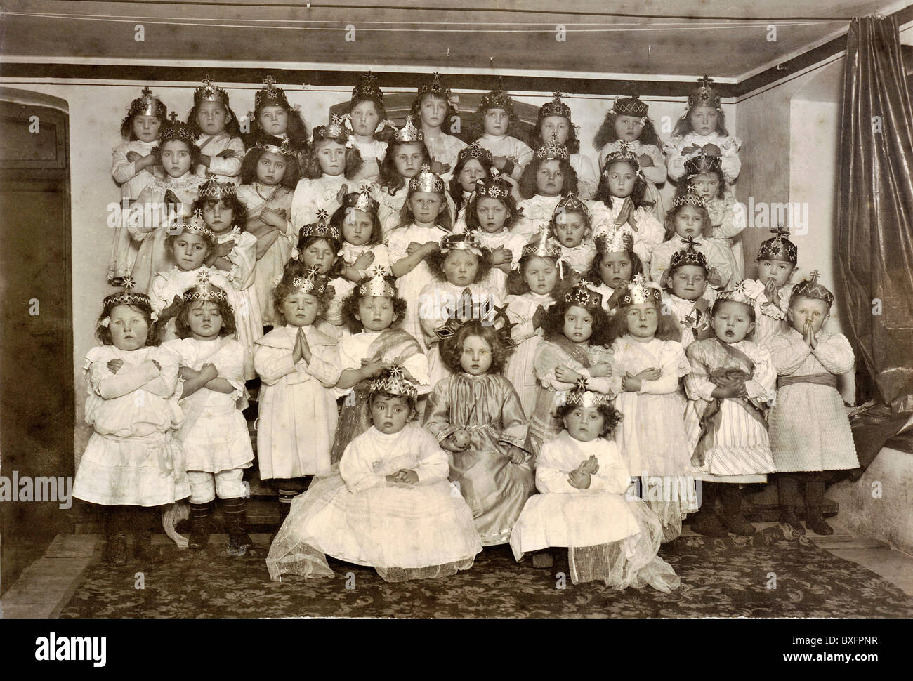 people, children, group of infants, Dorfen, Upper Bavaria, Germany ...