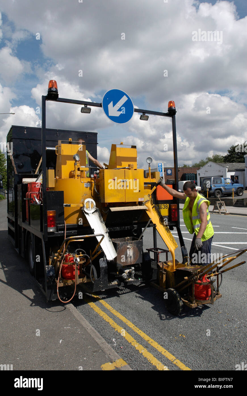 Road line painting Ipswich UK Stock Photo - Alamy