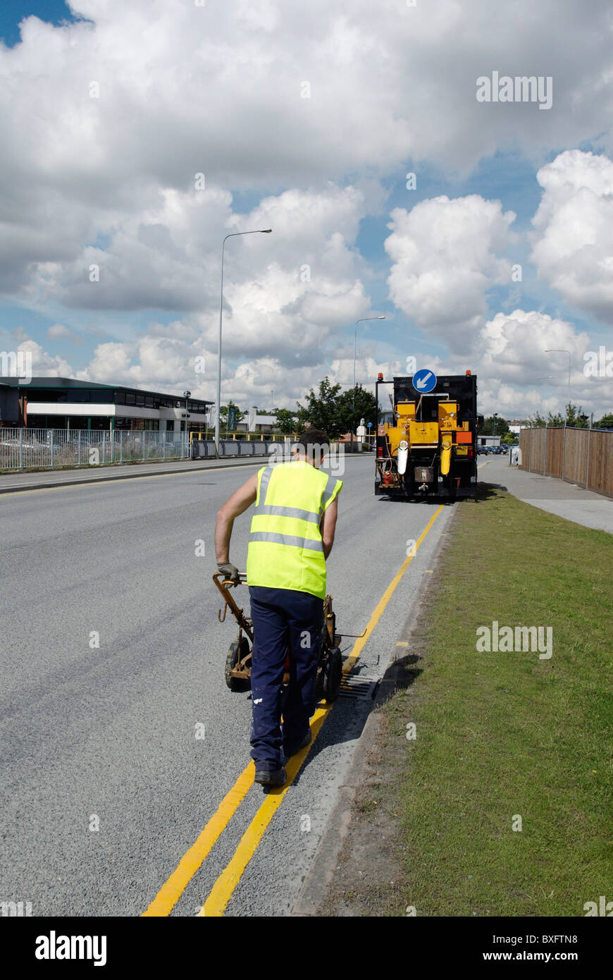 Road line painting Ipswich UK Stock Photo - Alamy