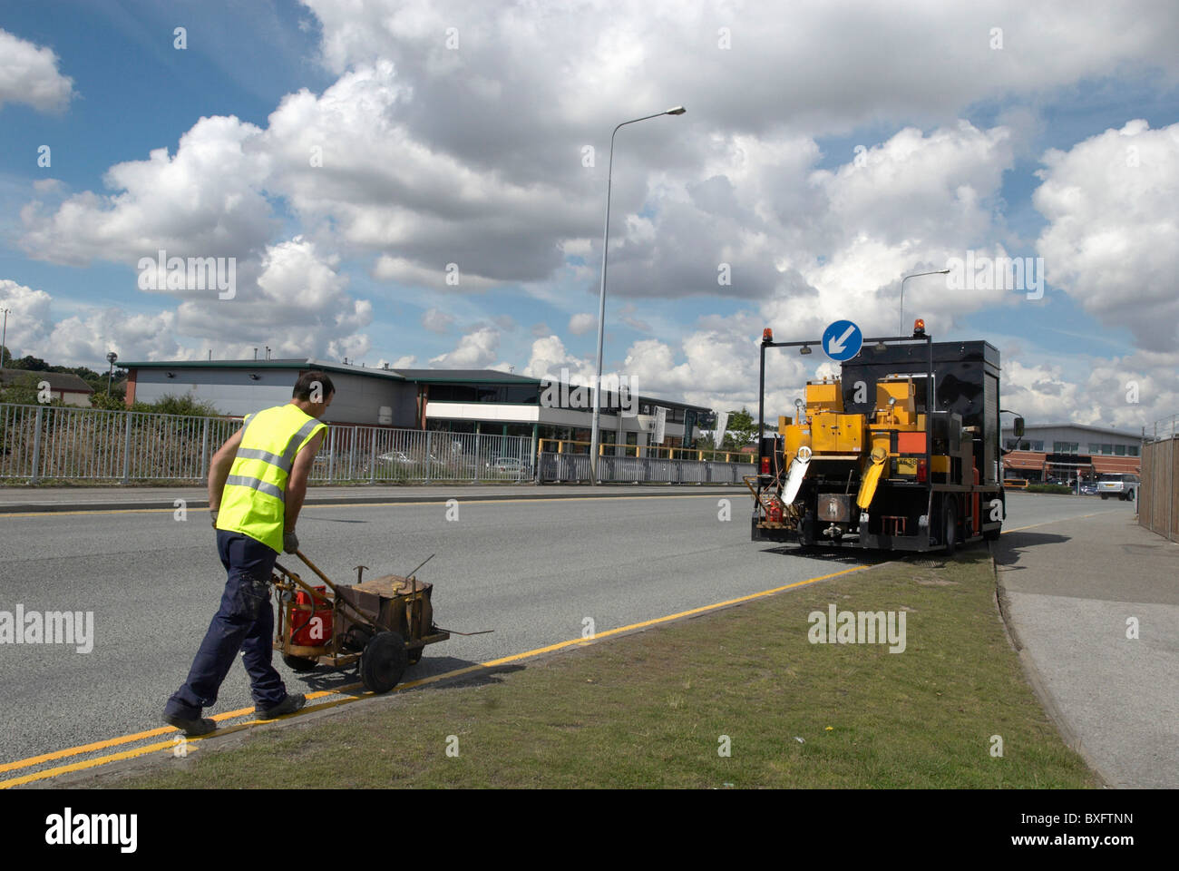 Road line painting Ipswich UK Stock Photo - Alamy