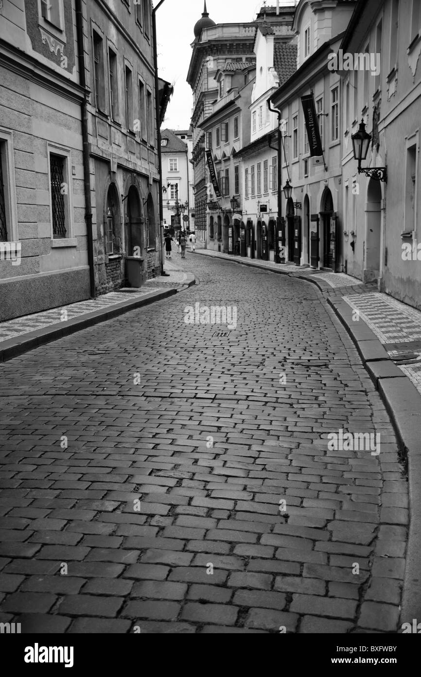 Cobblestone road in historic Prague, Czech Republic Stock Photo - Alamy