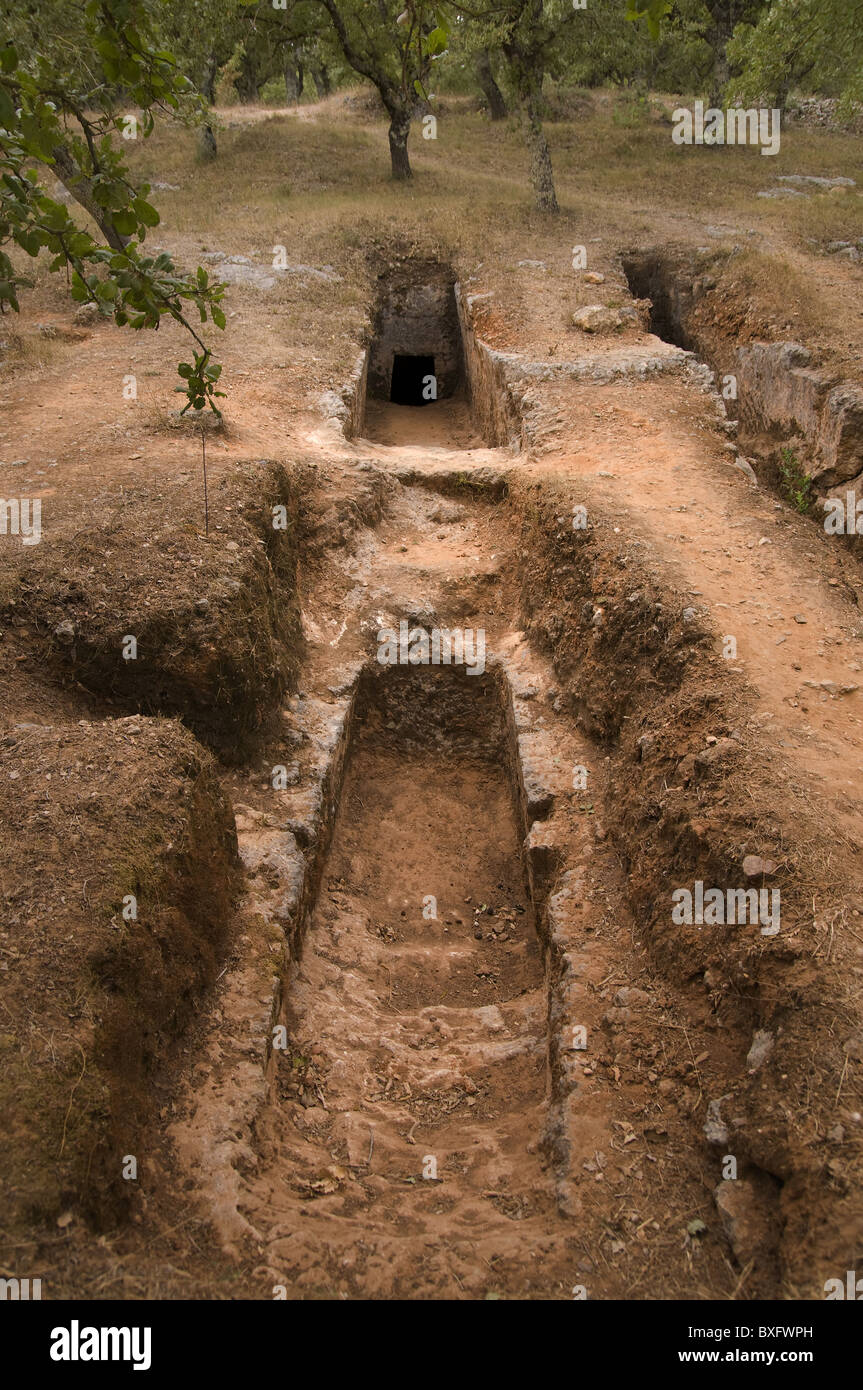 Tombs of the late Minoan Cemetery of Armeni, Rethymno, Crete Stock ...