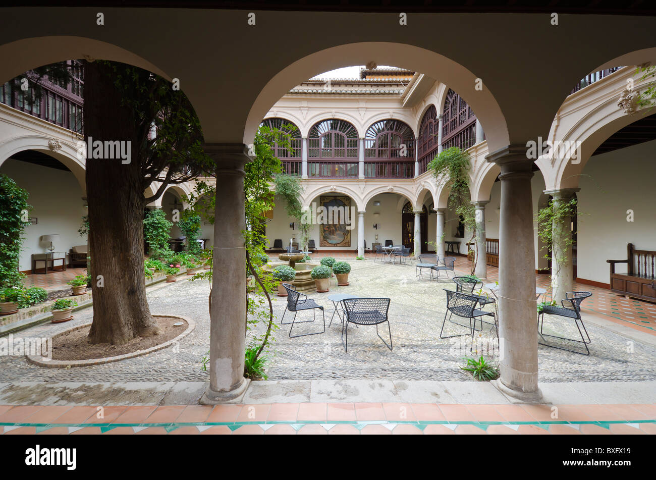 A view of the courtyard of the Parador de San Francisco Hotel, Alhambra ...