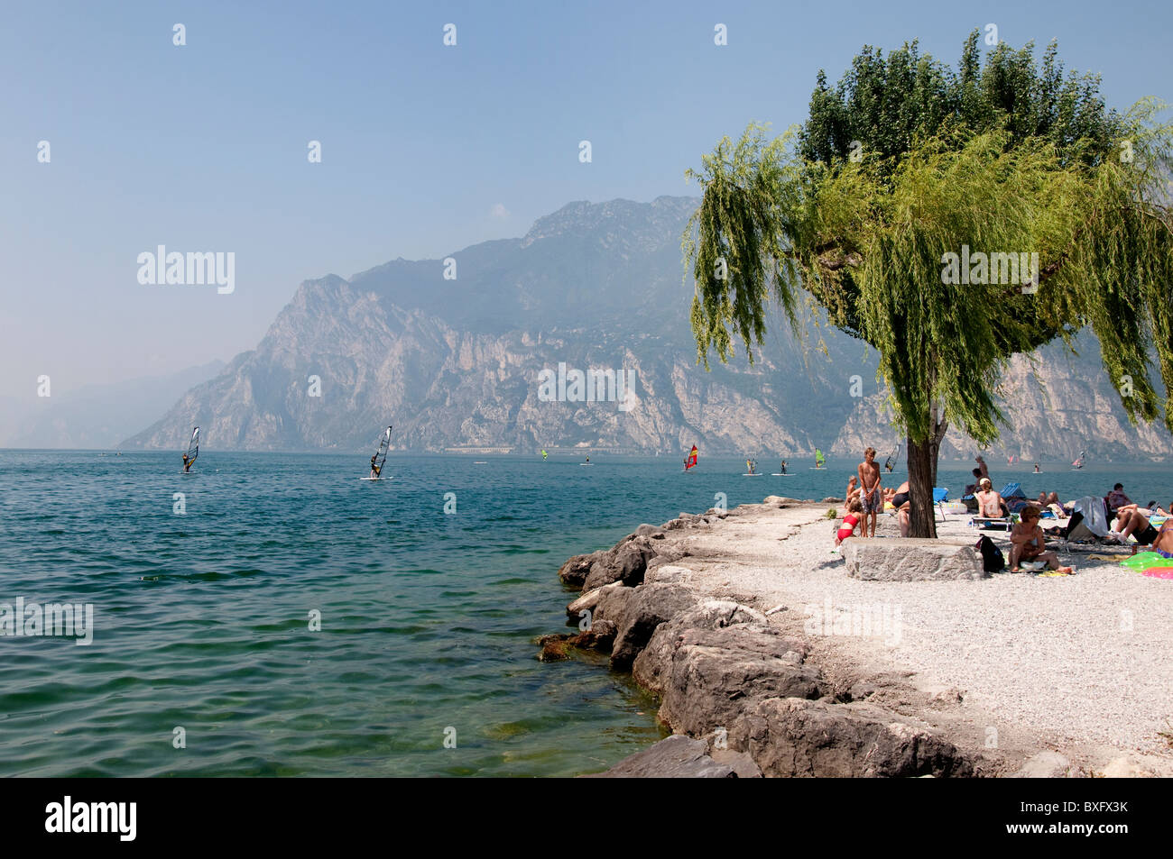 Beach at Torbole on Lake Garda in Northern Italy Stock Photo - Alamy