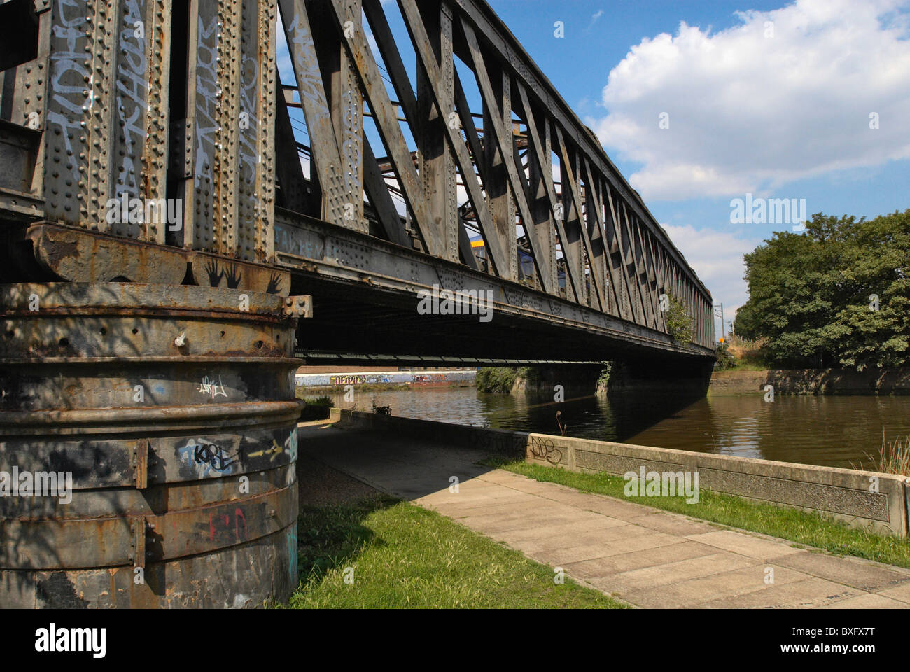 Old iron girder railway bridge East London UK Stock Photo - Alamy