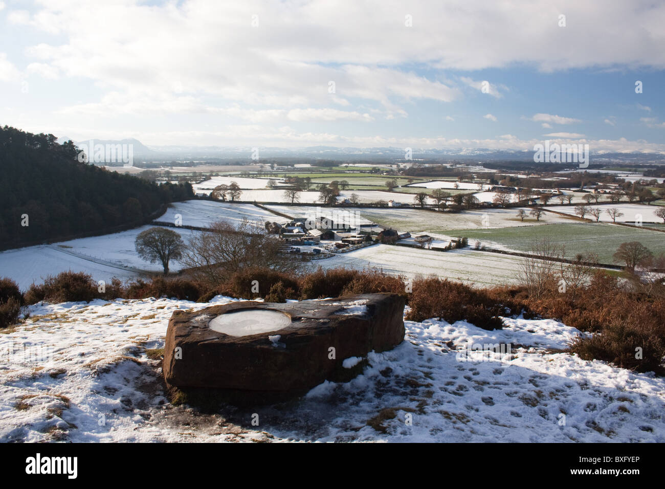 The view in winter from Cliffe Hill in Shropshire, England Stock Photo ...