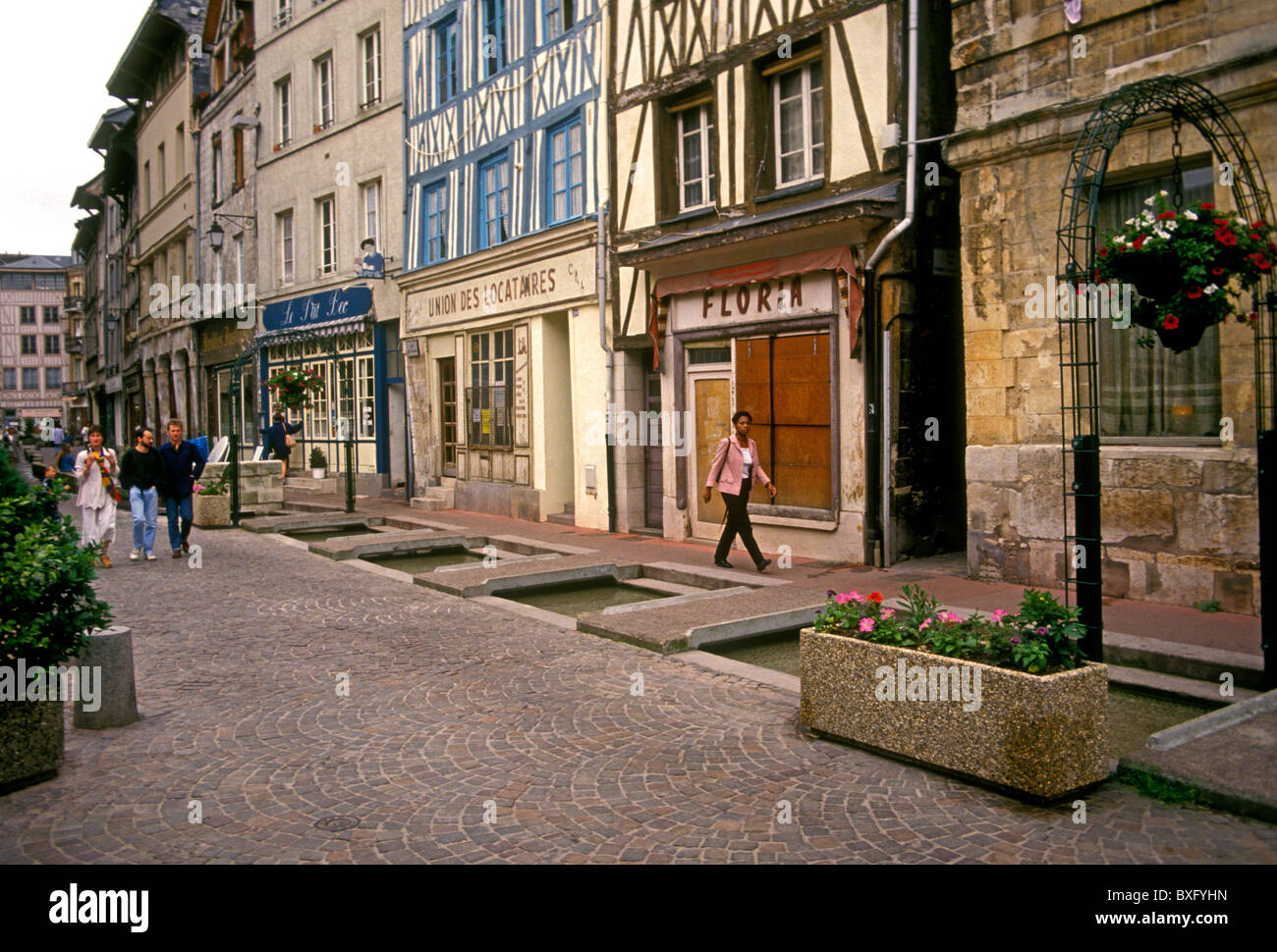 Rue Eau de Robec, city of Rouen, Upper Normandy, France Stock Photo - Alamy