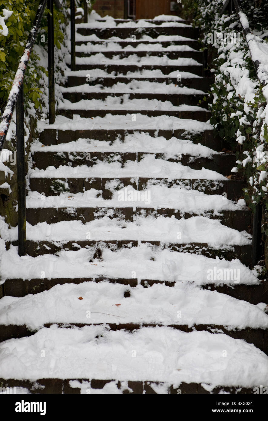 Snow covered steps Stock Photo - Alamy