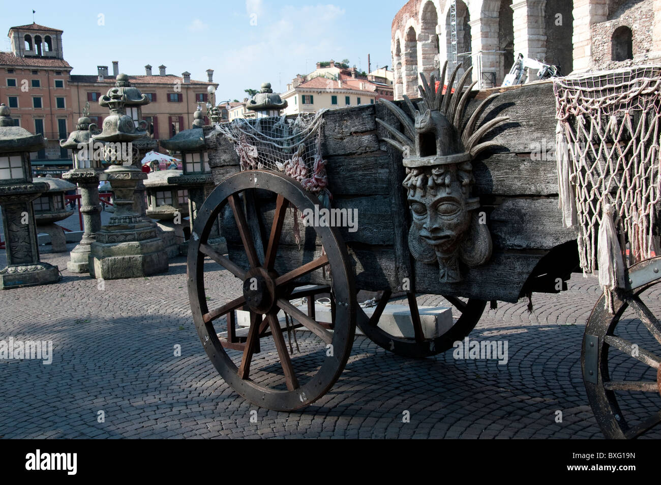 Scenery for opera Turandot in the Amphitheatre in Verona in Northern ...
