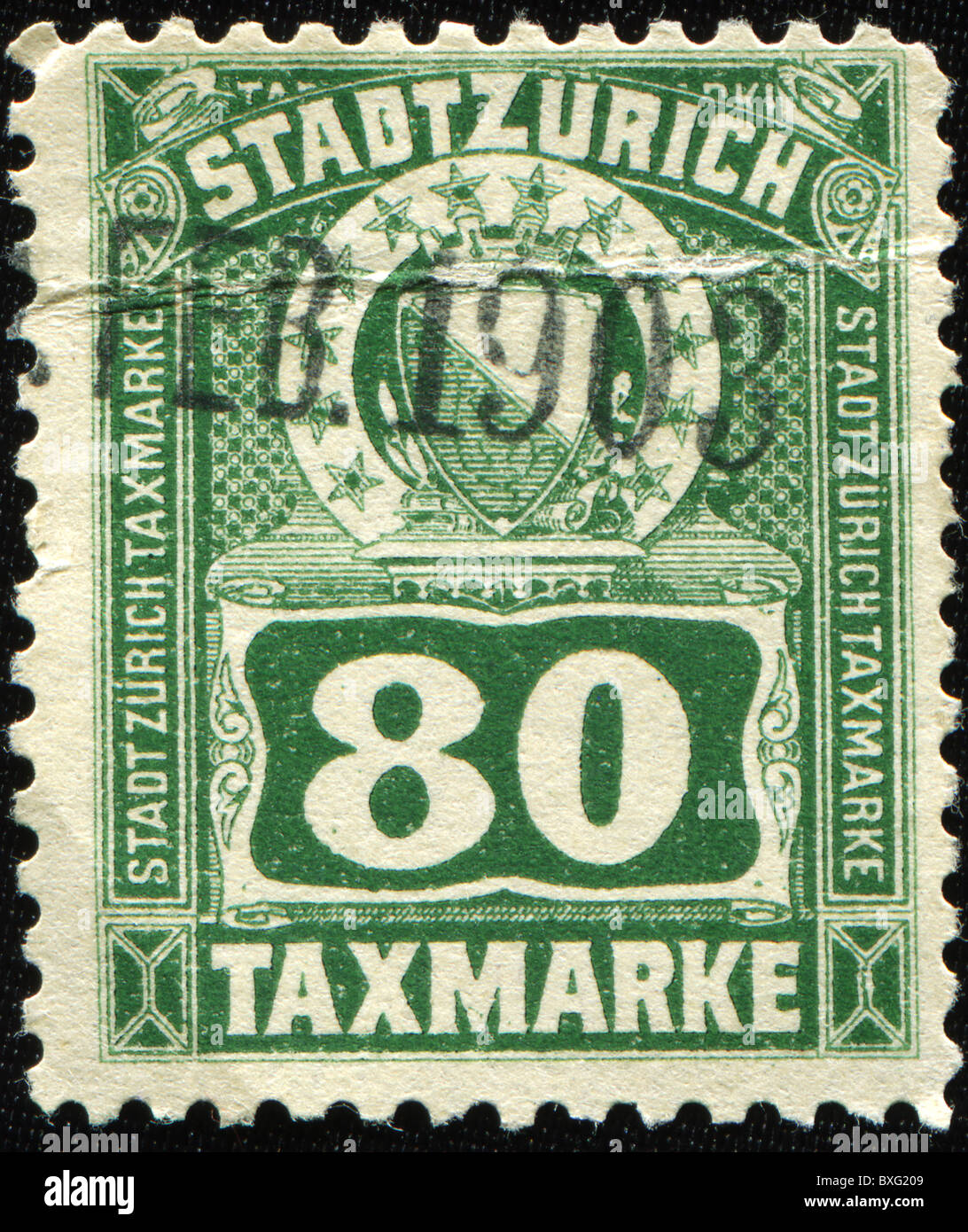 ZURICH - CIRCA 1903: Tax stamp of Zurich, circa 1903 Stock Photo - Alamy