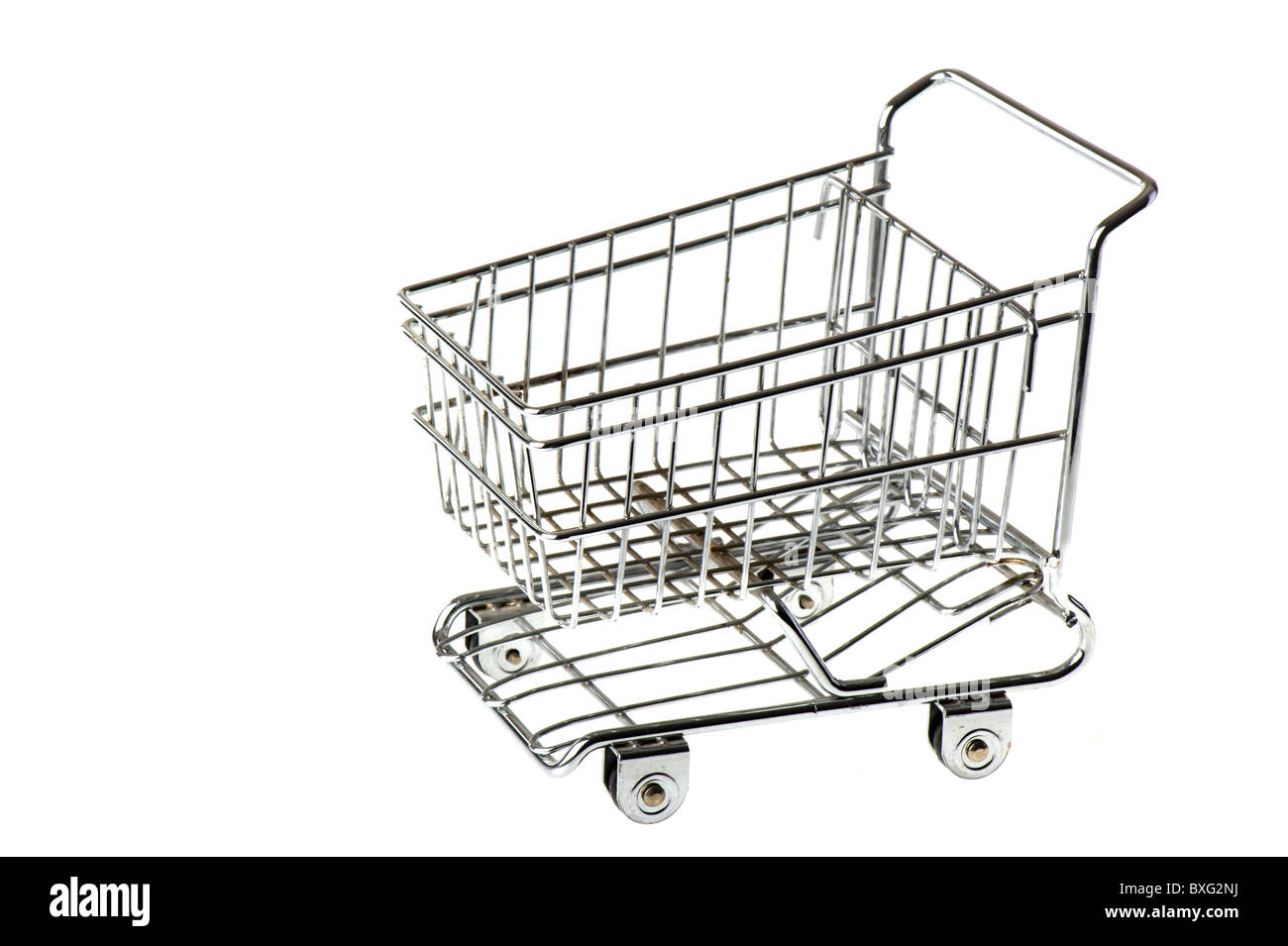 Empty metal shopping cart isolated over white background Stock Photo ...