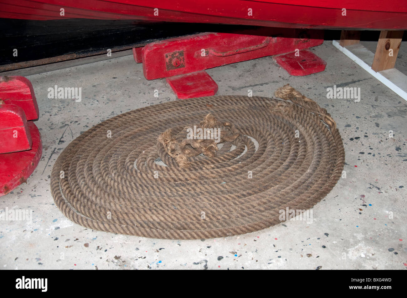Coil of rope in boat yard Stock Photo - Alamy