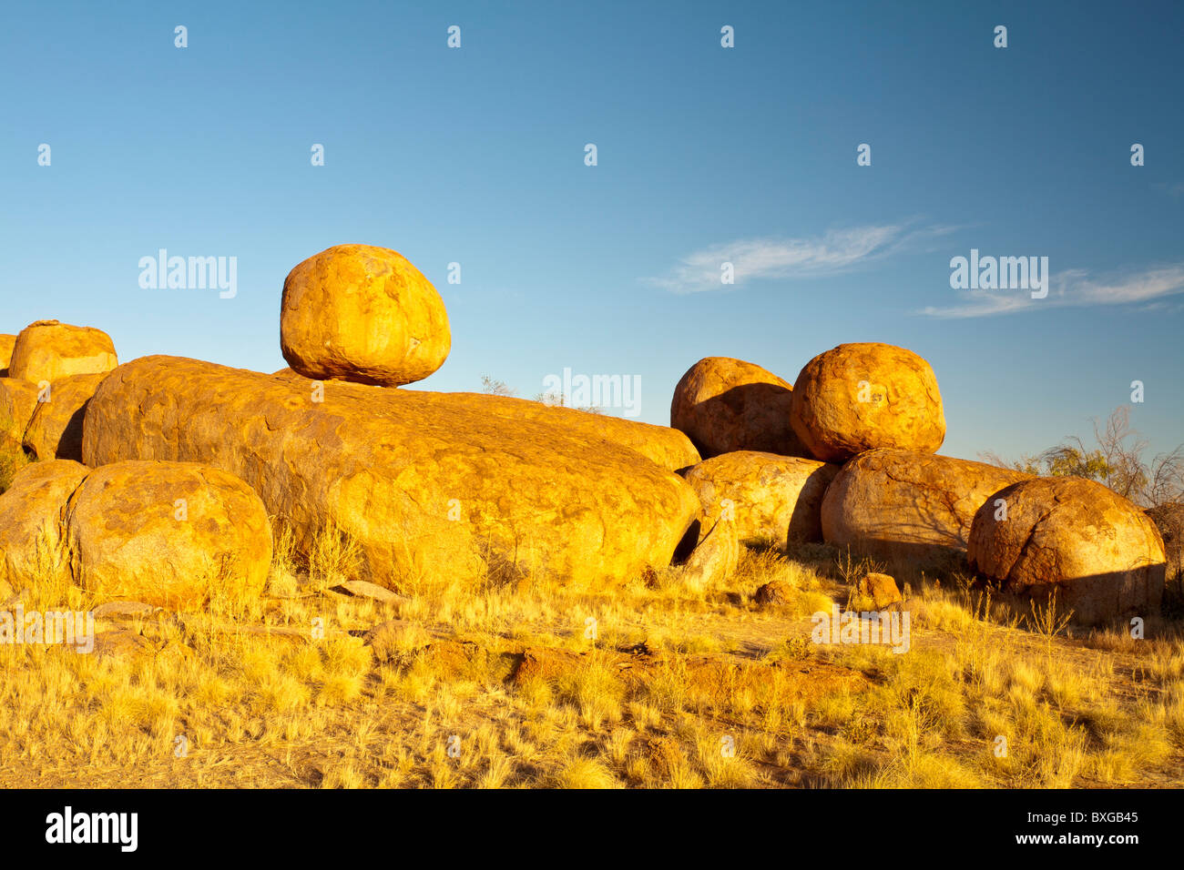 Sunset on the Devils Marbles, Wauchope, Northern Territory Stock Photo ...