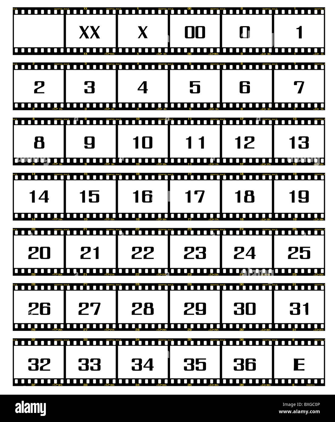 illustrations of slide filmstrip, with numbers in sequence Stock Photo ...