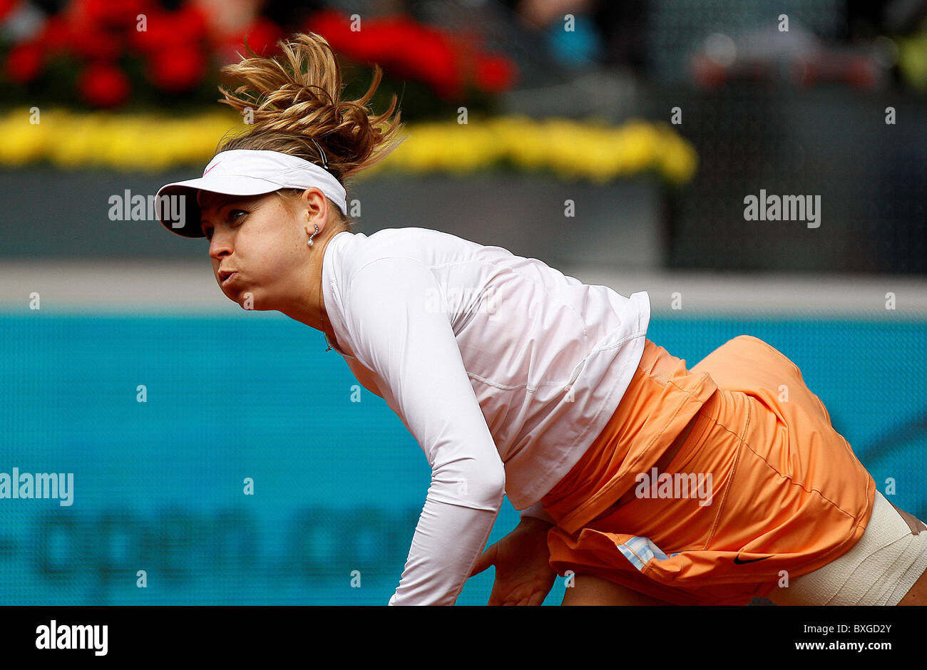 Lucie Safarova (CZE) in action against Nadia Petrova (RUS Stock Photo ...
