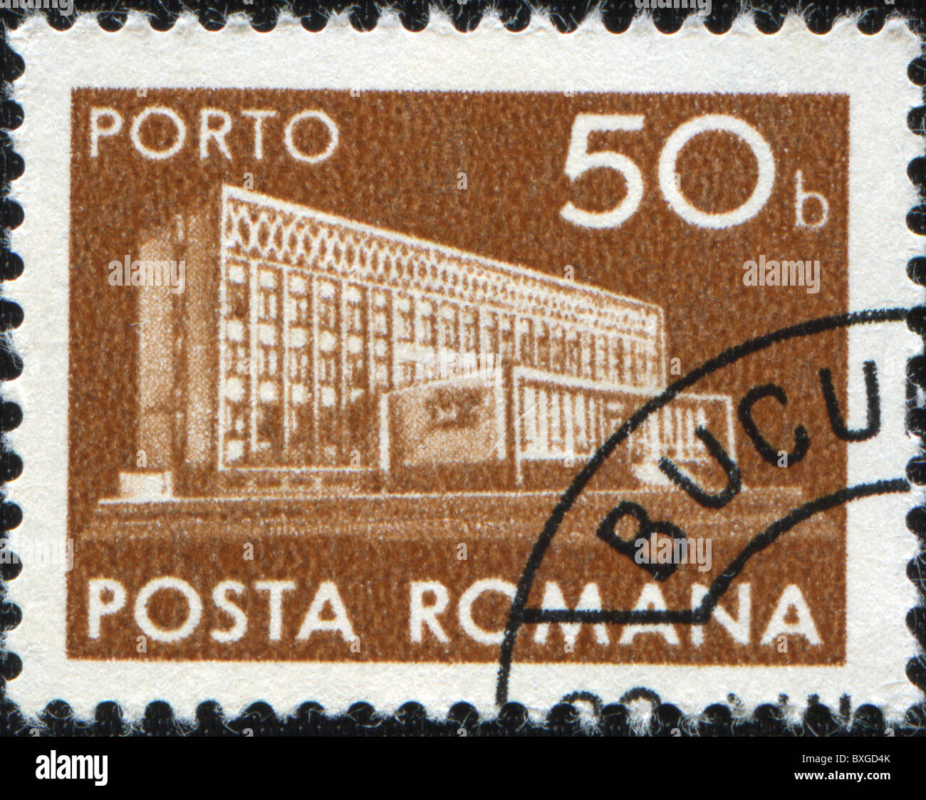 ROMANIA - CIRCA 1967: A stamp printed in Romania shows Central post ...