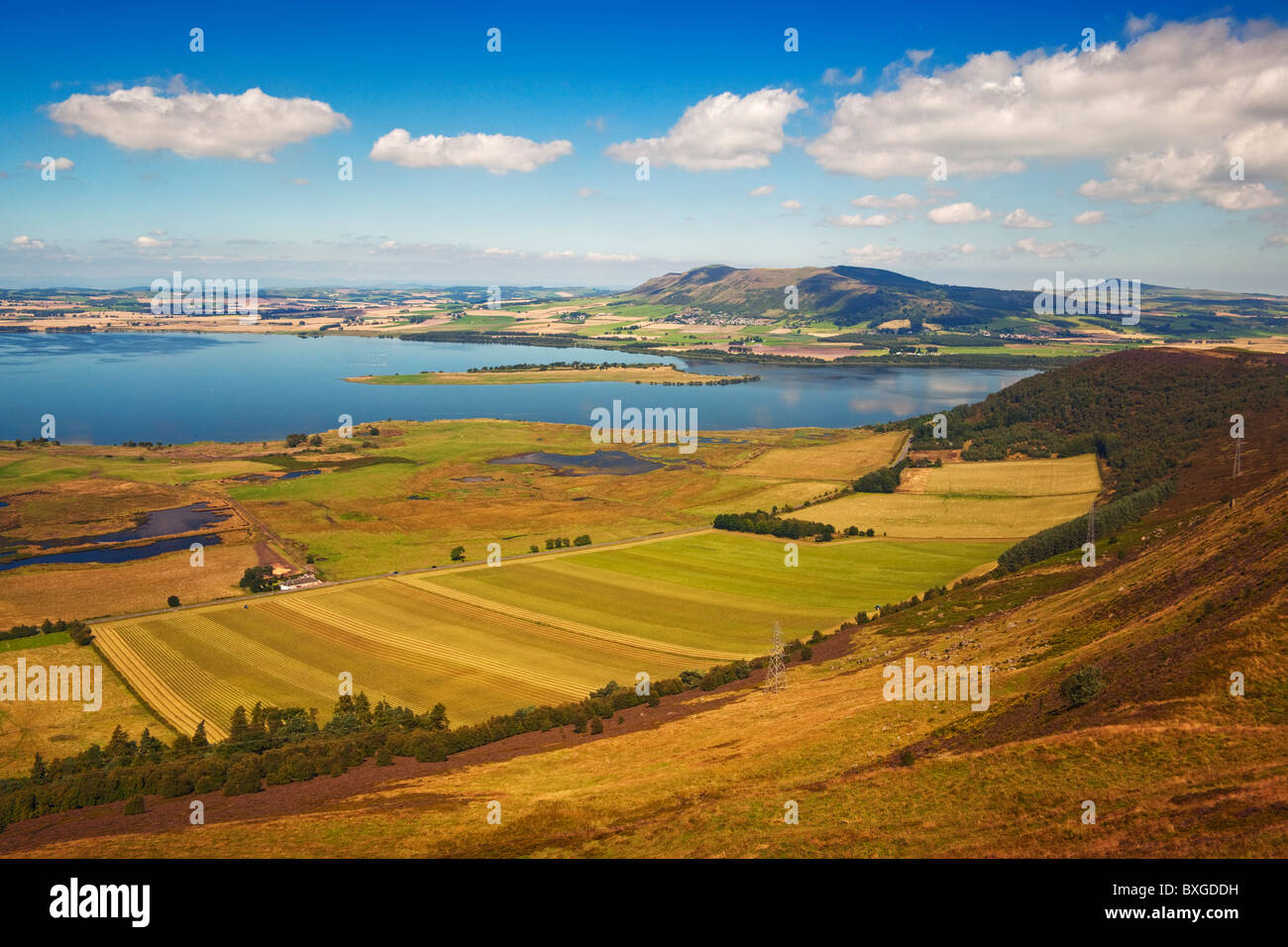 Loch Leven, Bishop Hill and the Lomond Hills from Benarty Hill Stock ...