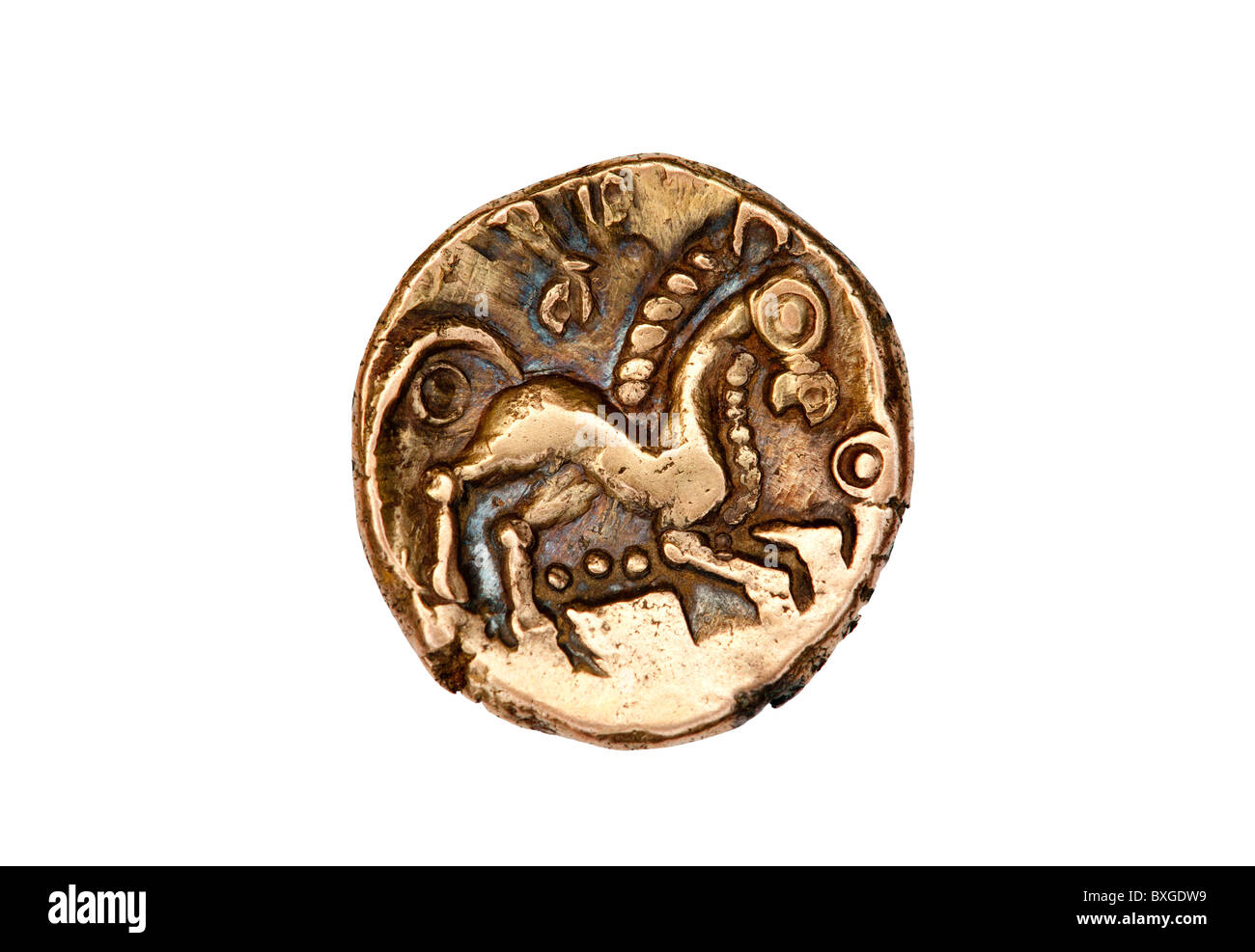 Obverse of a Celtic full gold stater of Addedomarus , British Celtic ...
