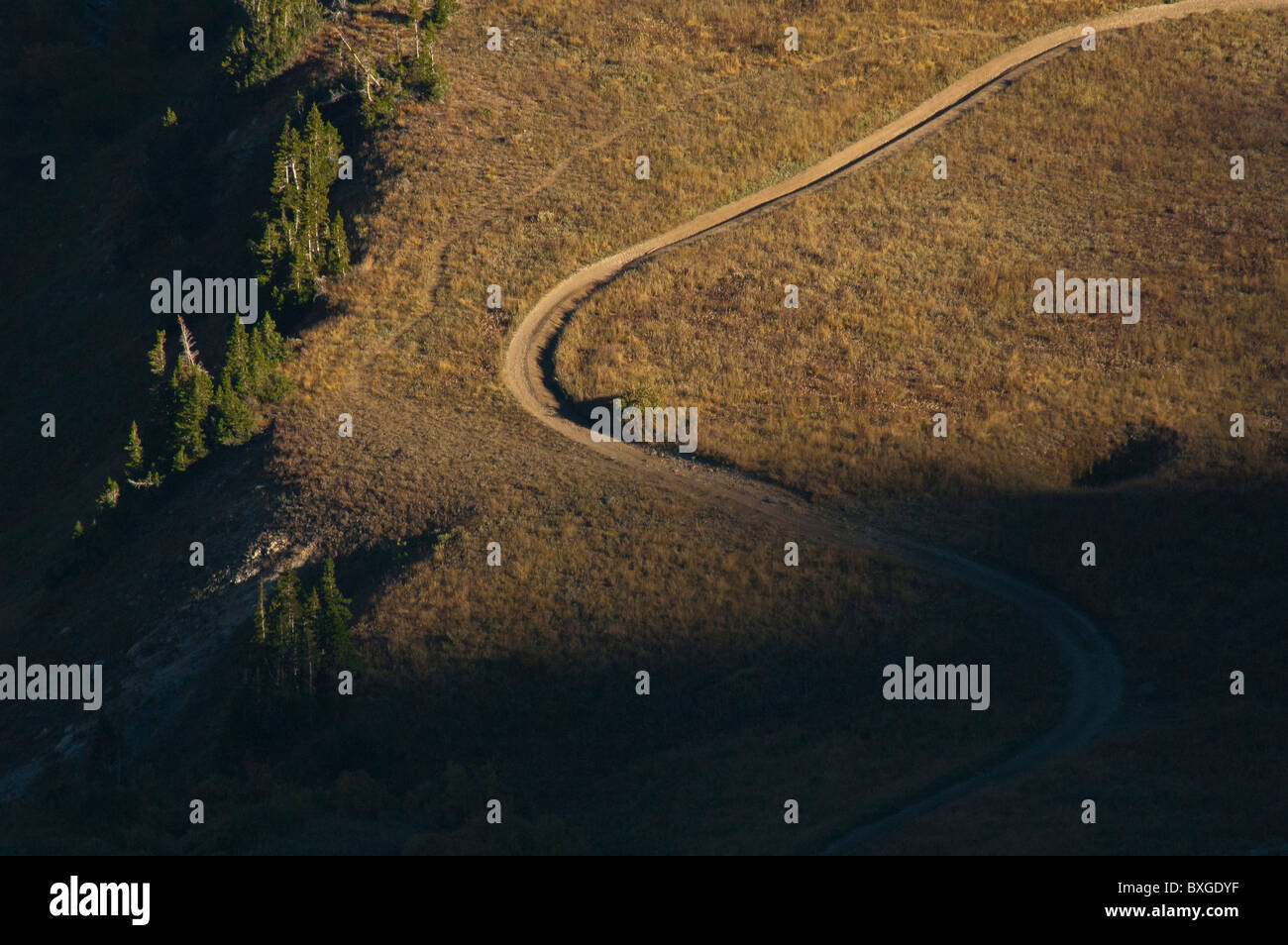 Aerial view of a mountain road Stock Photo - Alamy