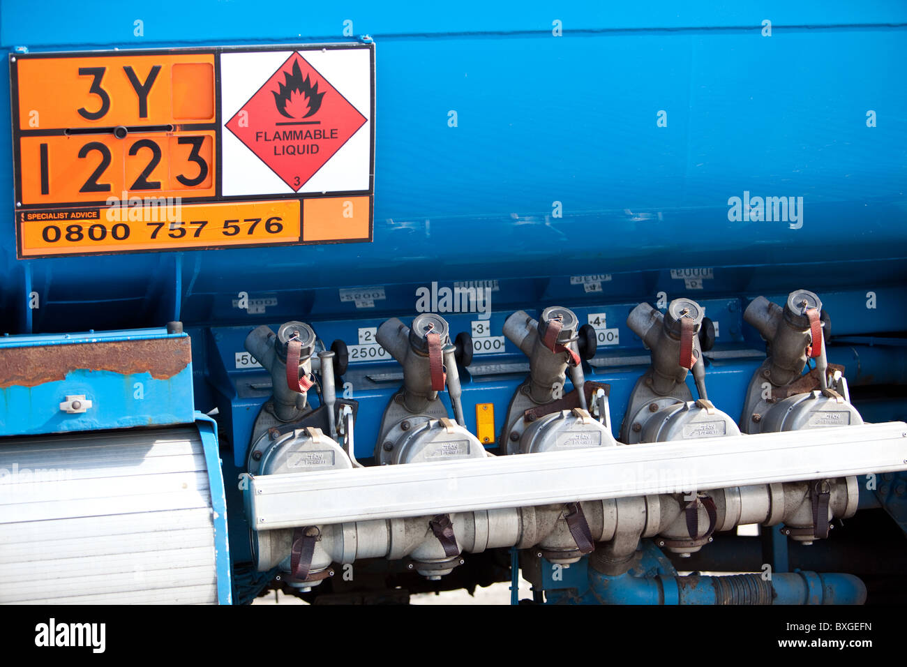 Tanker lorry point of discharge Stock Photo - Alamy