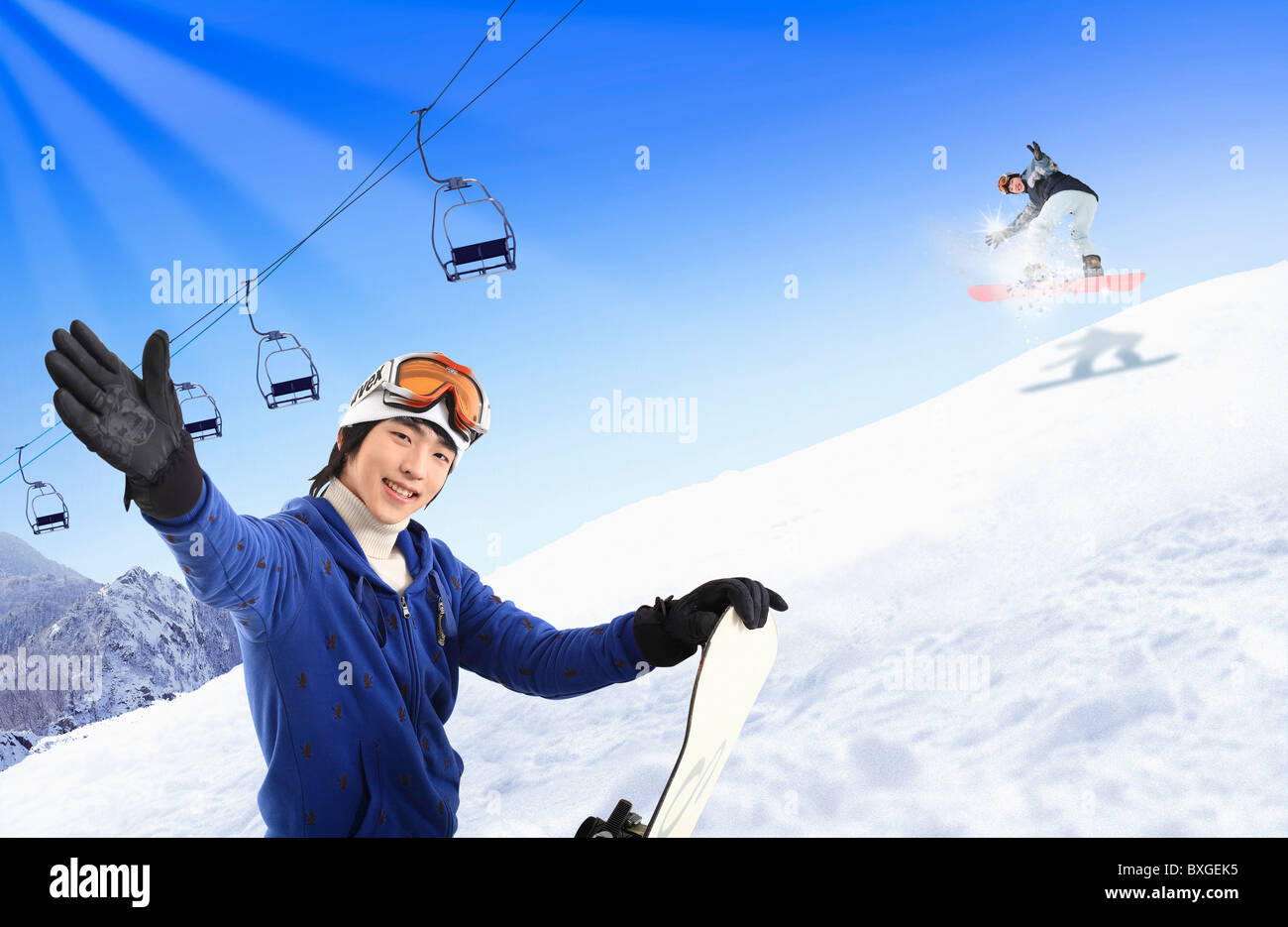 man is snow boarding Stock Photo - Alamy