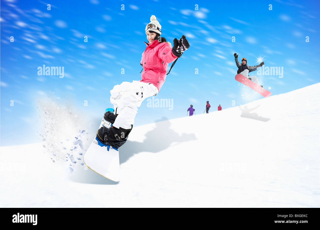 people are snow boarding Stock Photo - Alamy