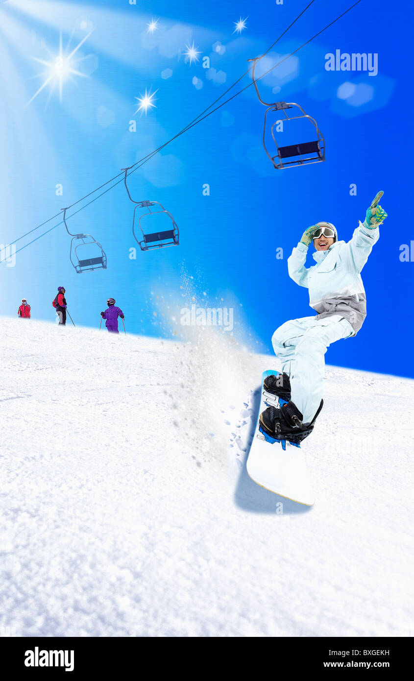man is snow boarding Stock Photo - Alamy