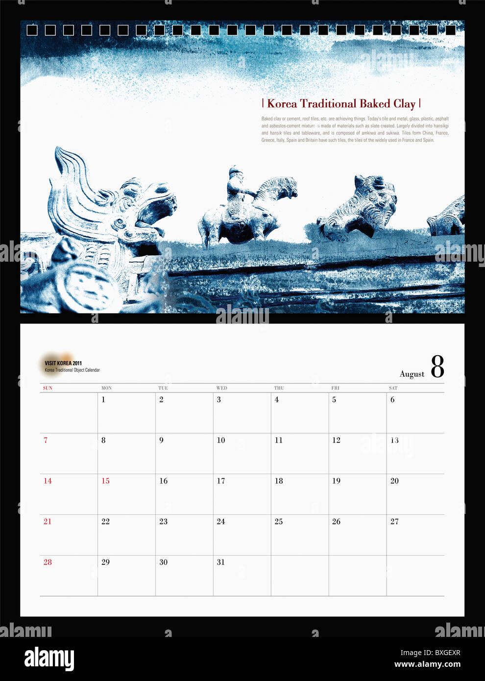 2011 August calendar in Korean images Stock Photo - Alamy