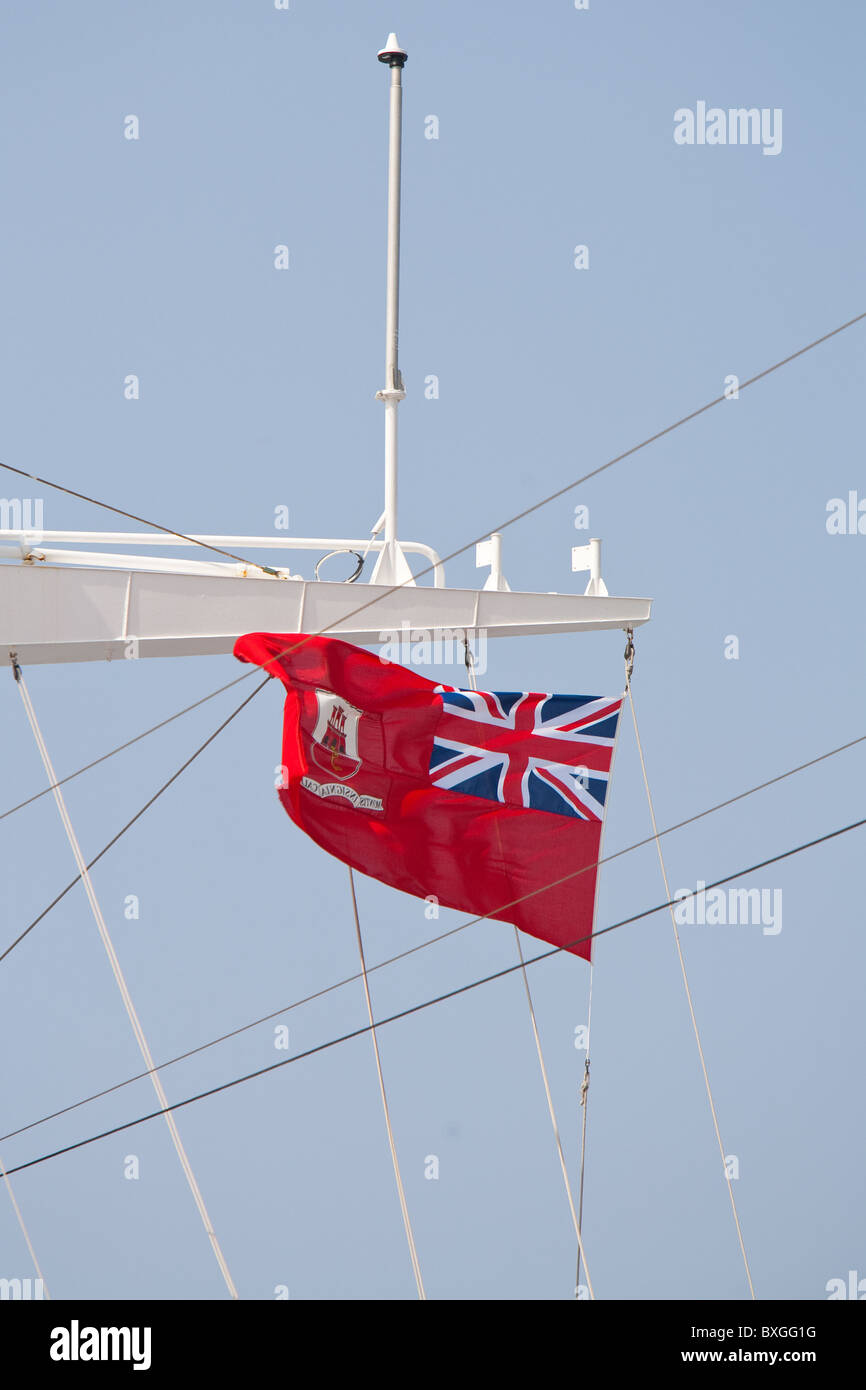 Flag of Gibraltar flying from Passenger ship Stock Photo - Alamy
