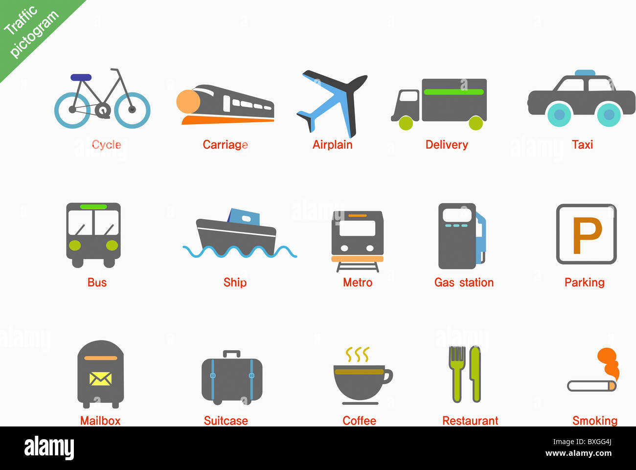 various traffic pictogram icons Stock Photo - Alamy