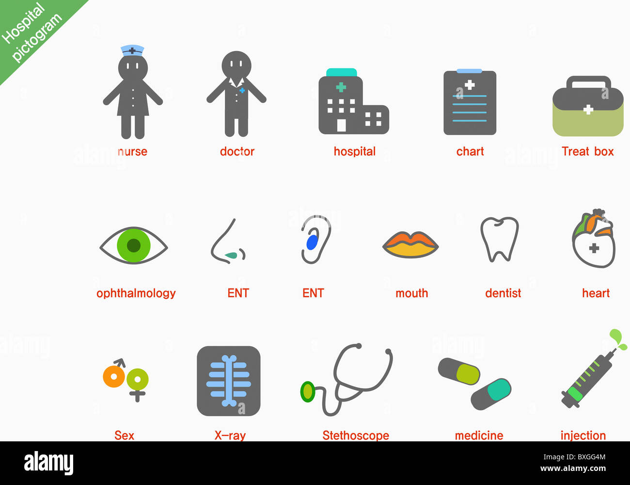 various hospital pictogram icons Stock Photo - Alamy