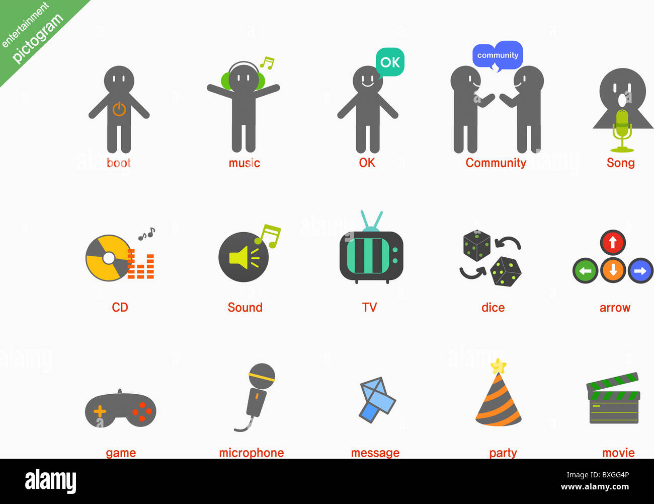various entertainment pictogram icons Stock Photo - Alamy