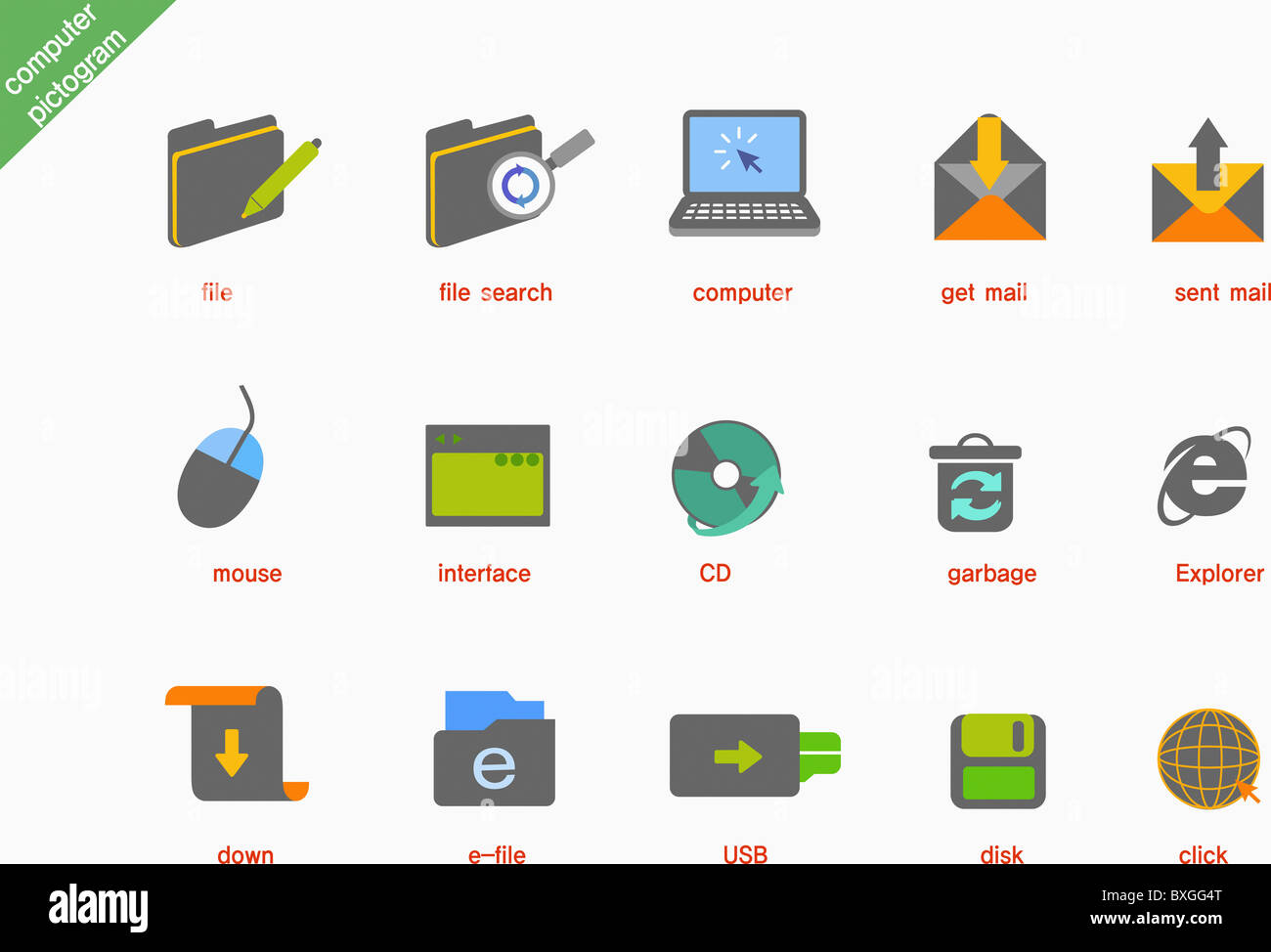various computer pictogram icons Stock Photo - Alamy