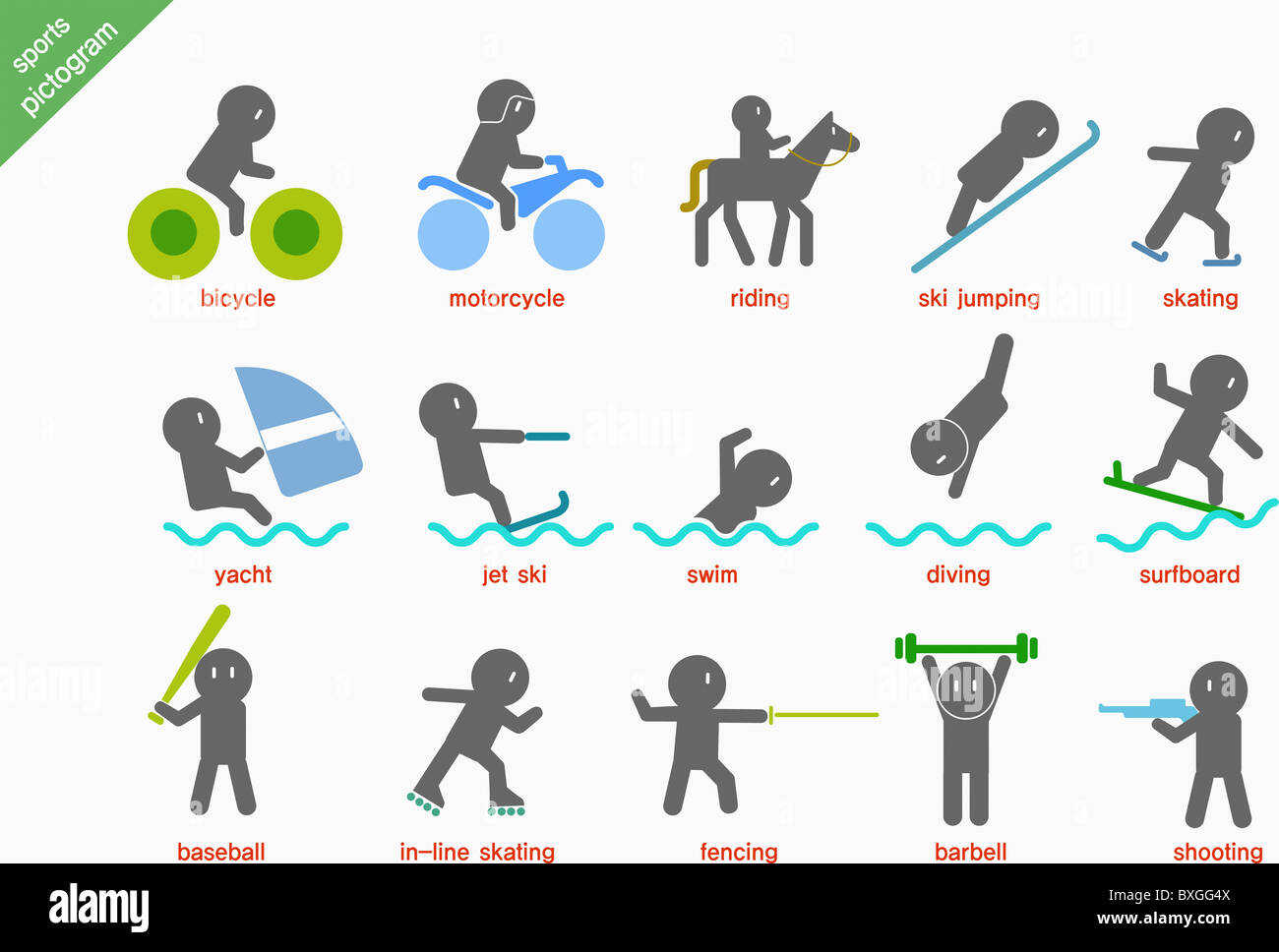 various sports pictogram icons Stock Photo - Alamy