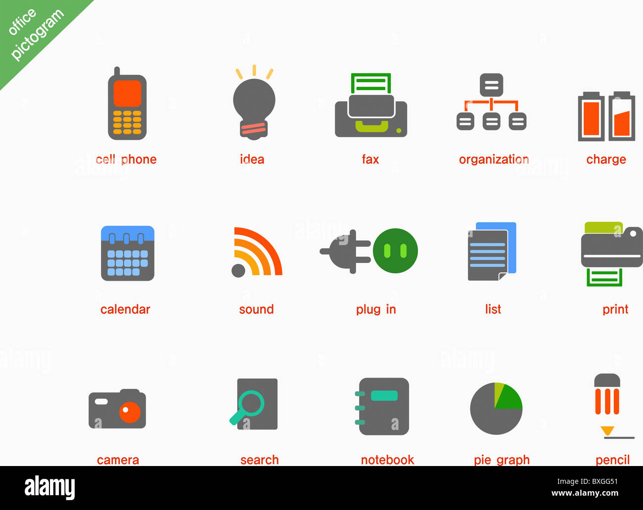 various office pictogram icons Stock Photo - Alamy